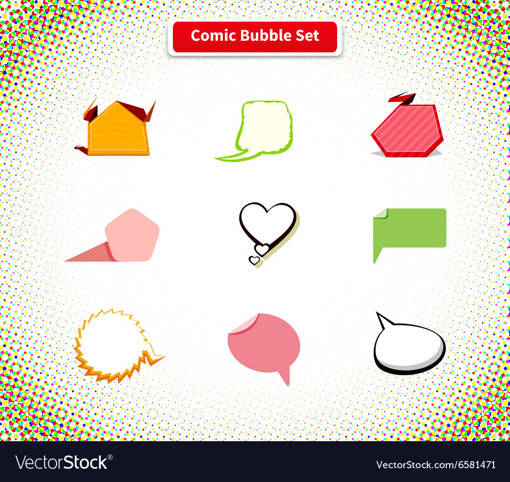 Comic bubble set icon flat style design Royalty Free Vector