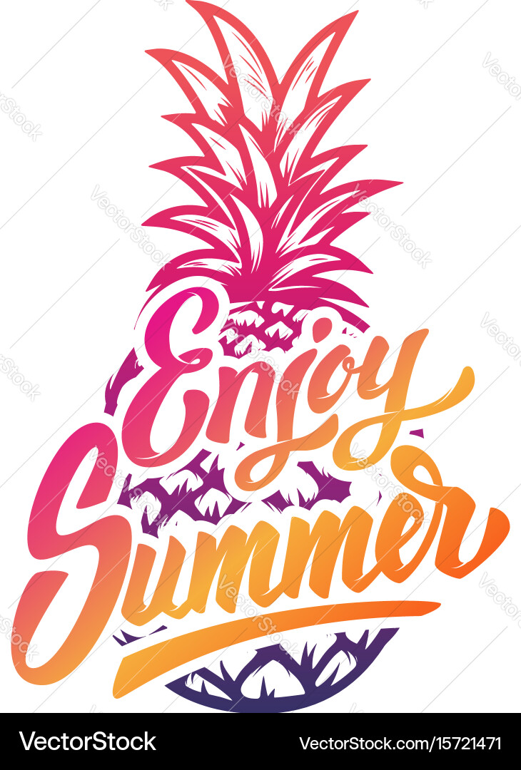 Enjoy summer hand drawn lettering phrase on white Vector Image