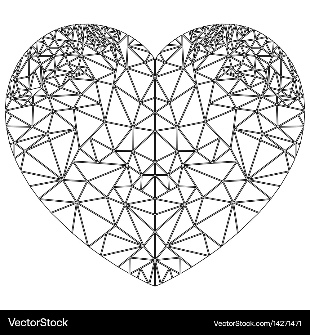 Geometric polyart heart shape inspired in black Vector Image