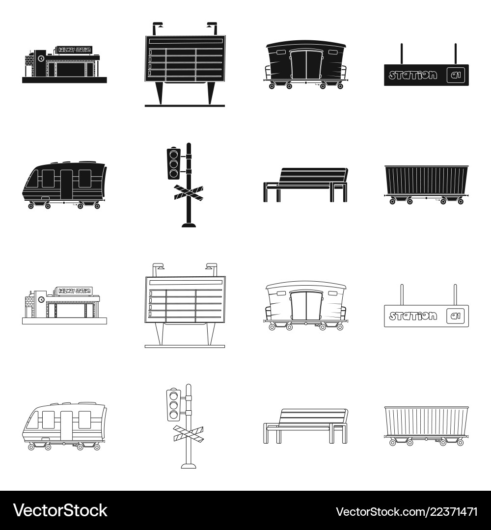 Isolated object of train and station icon set Vector Image