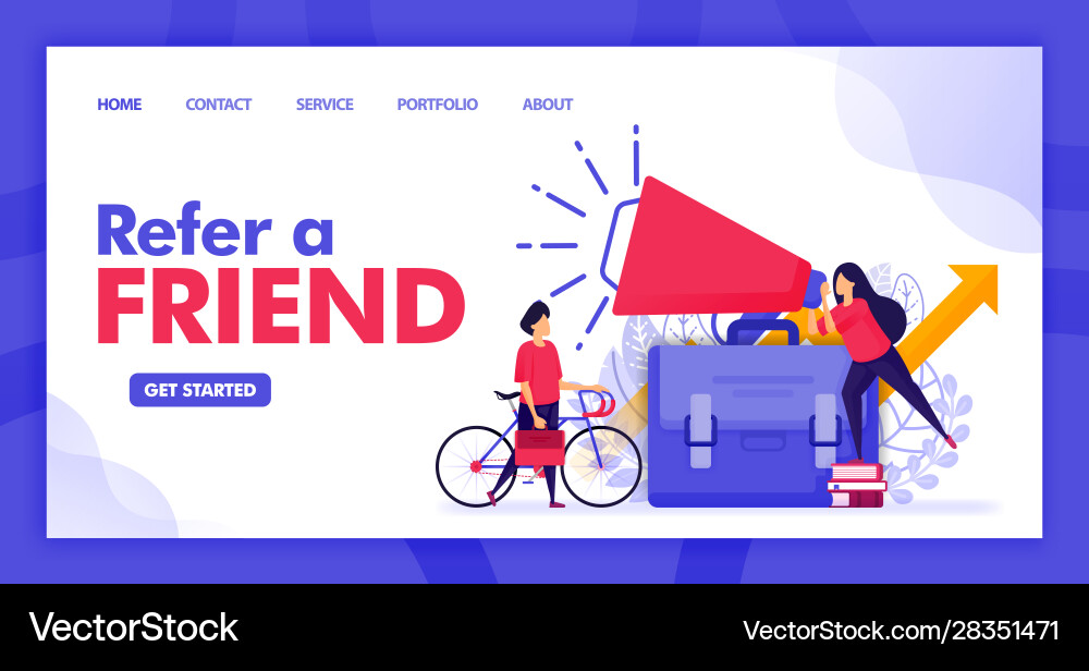 Landing page design refer a friend easy Royalty Free Vector
