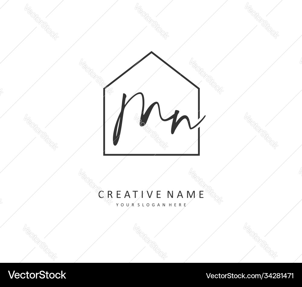 M n mn initial letter handwriting and signature Vector Image