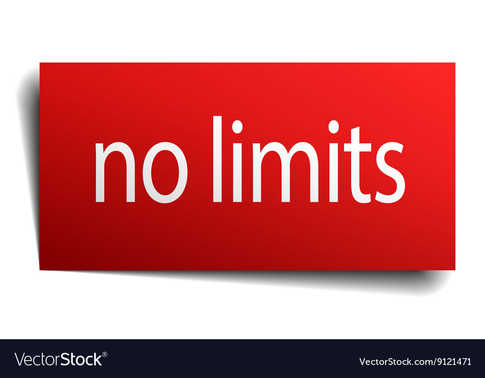 No limits red square isolated paper sign on white Vector Image