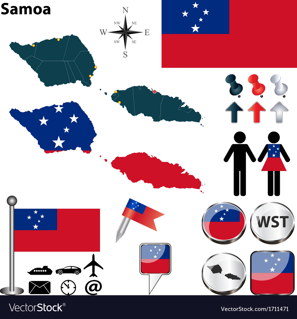 Samoa map Royalty Free Vector Image - VectorStock