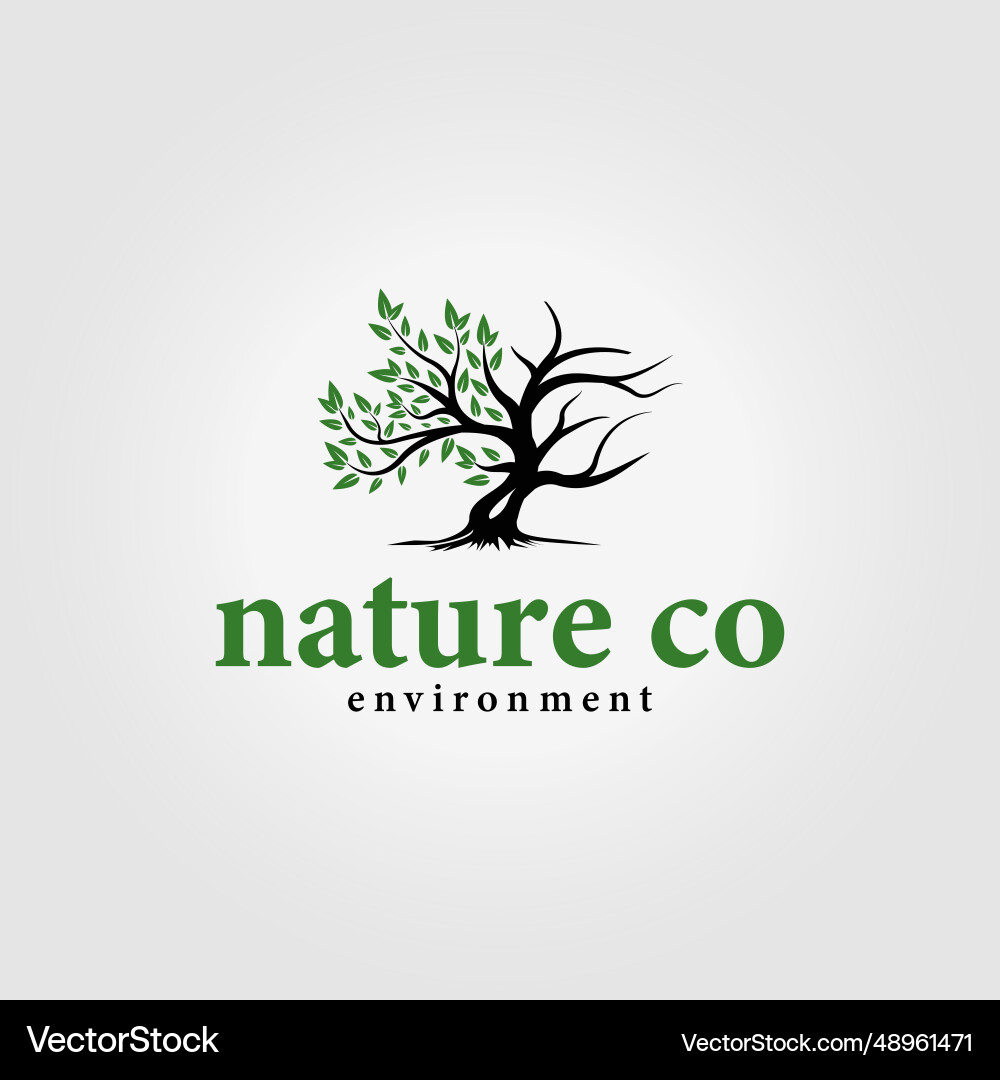 Simple nature tree logo design of half Royalty Free Vector