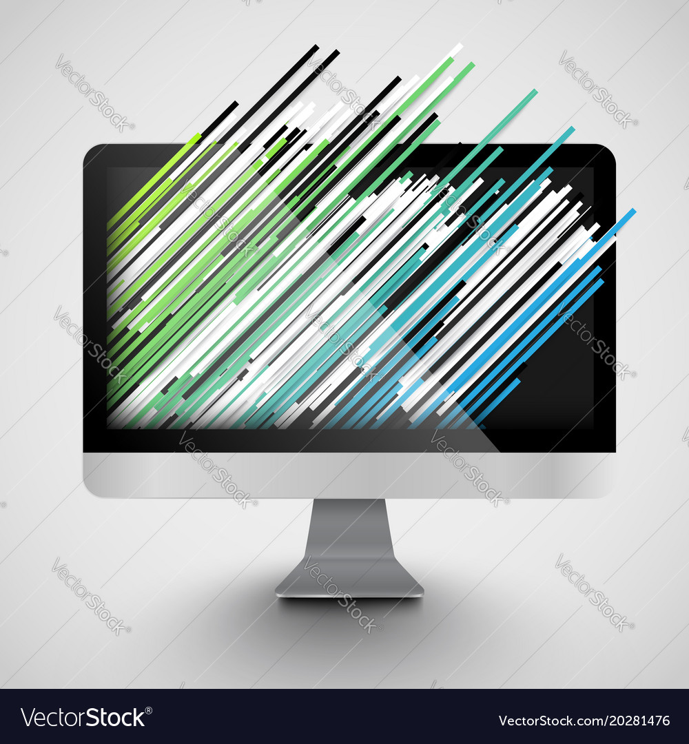 A computer with abstract and colorful lanes Vector Image