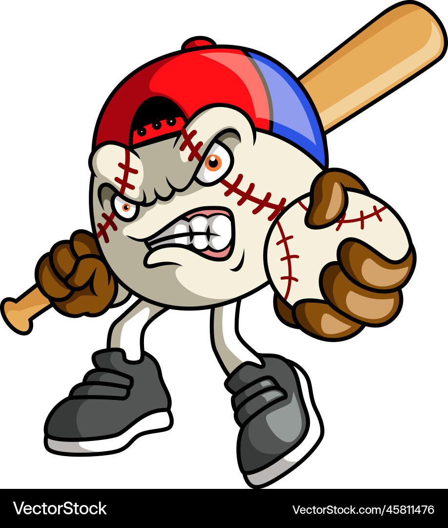 Angry baseball mascot cartoon character Royalty Free Vector
