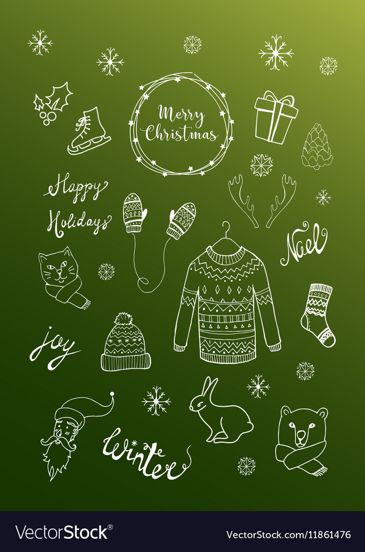 Christmas background with doodle icons Royalty Free Vector