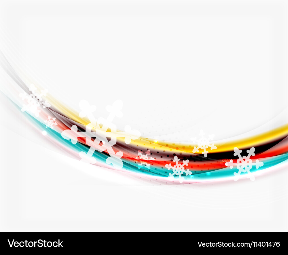 Color wave line with snowflakes winter Royalty Free Vector