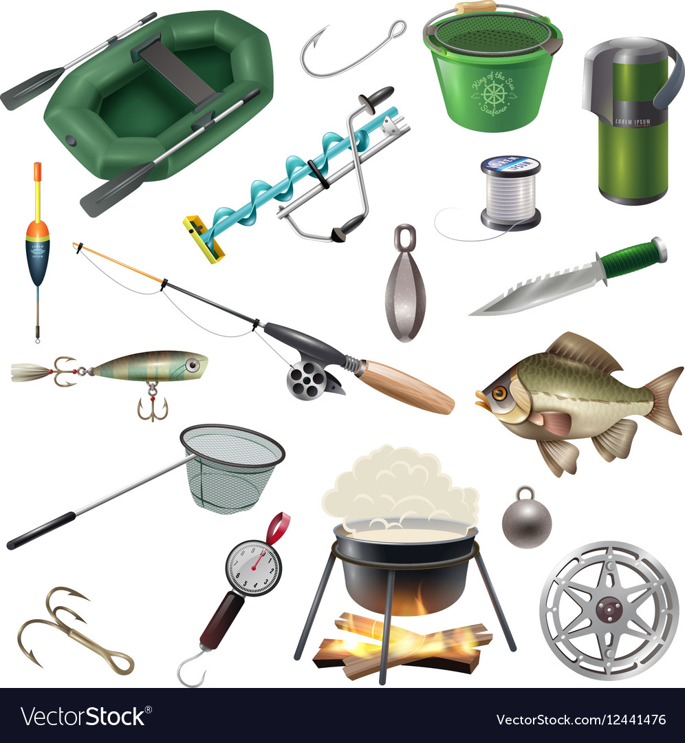 Fishing Rig Elements Set Royalty Free Vector Image