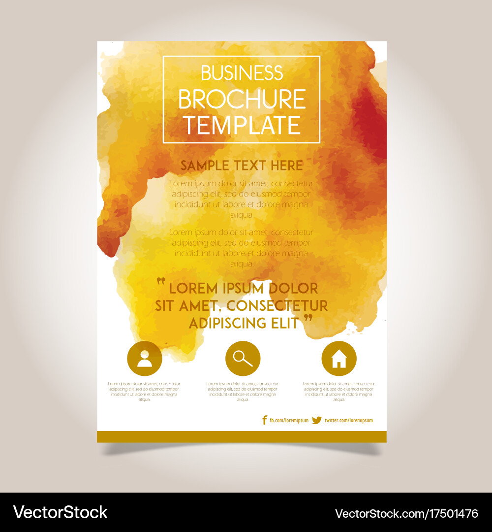 Hand drawn watercolor brochure template design Vector Image