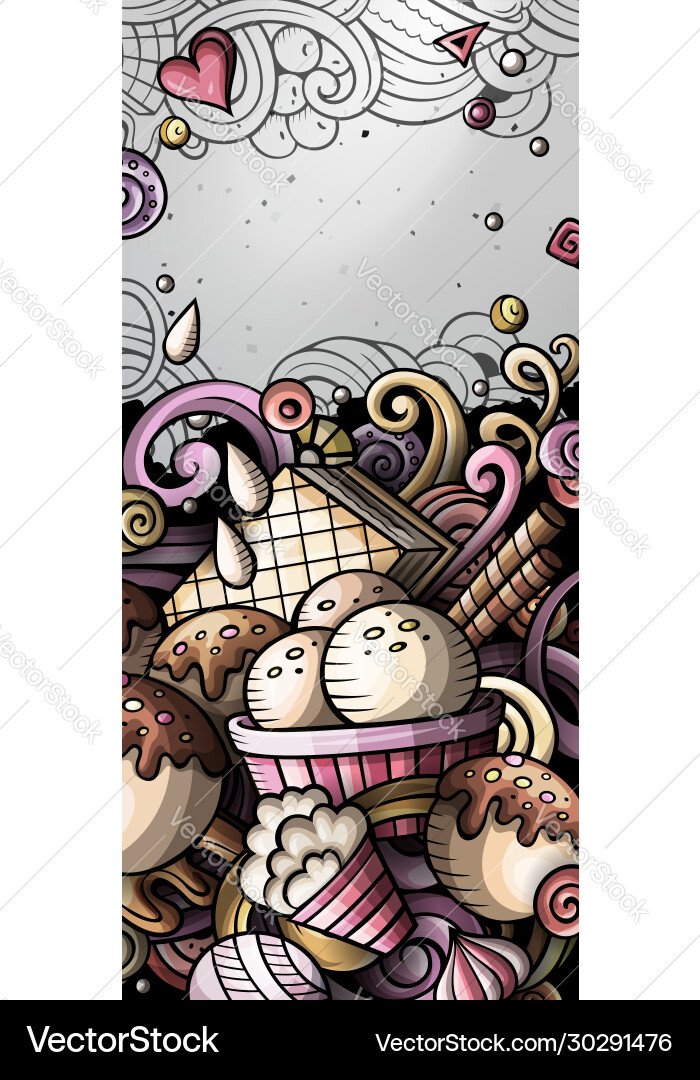 Ice cream hand drawn doodle banner cartoon Vector Image
