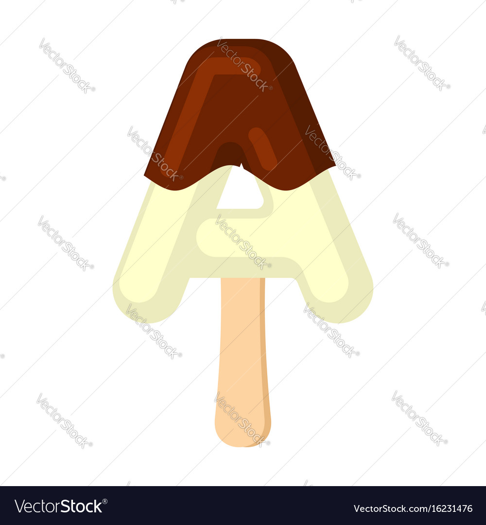 Letter a ice cream font popsicle alphabet cold Vector Image