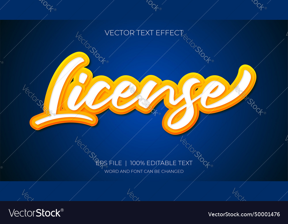 License script text effect editable Royalty Free Vector