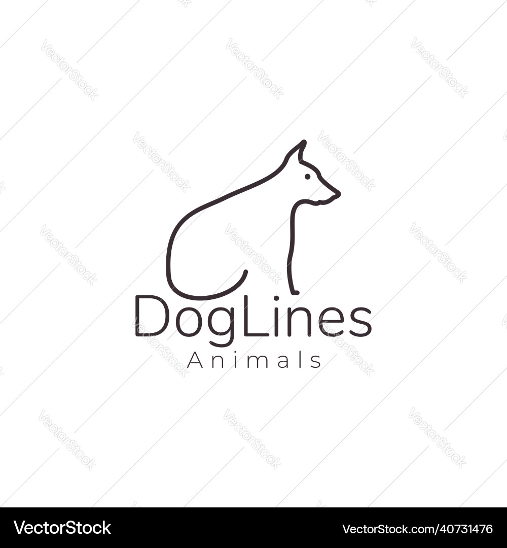 Minimalist dog line sit logo design graphic Vector Image