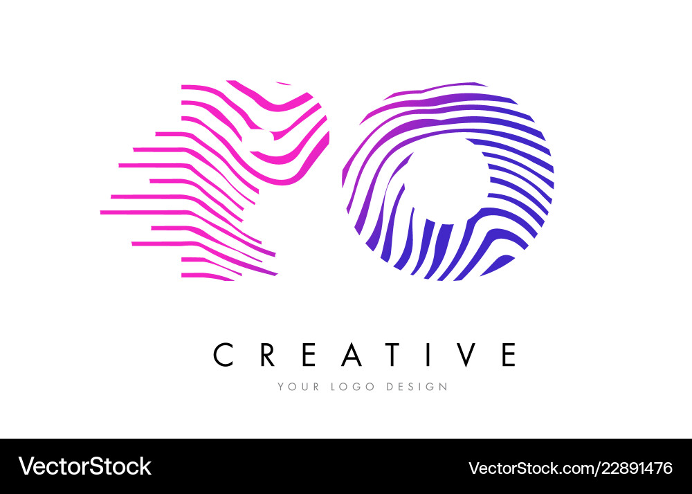 Po p o zebra lines letter logo design Royalty Free Vector