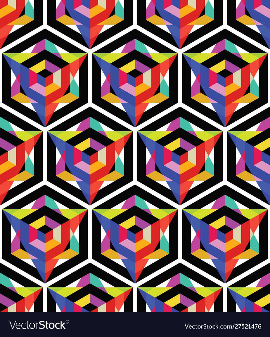 Seamless pattern with bright hexagon and triangle Vector Image