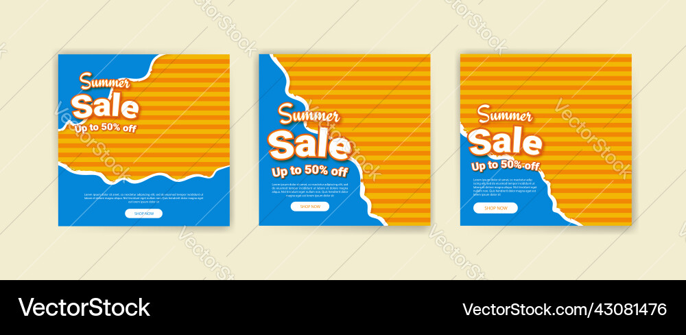 Summer sale social media post template Royalty Free Vector