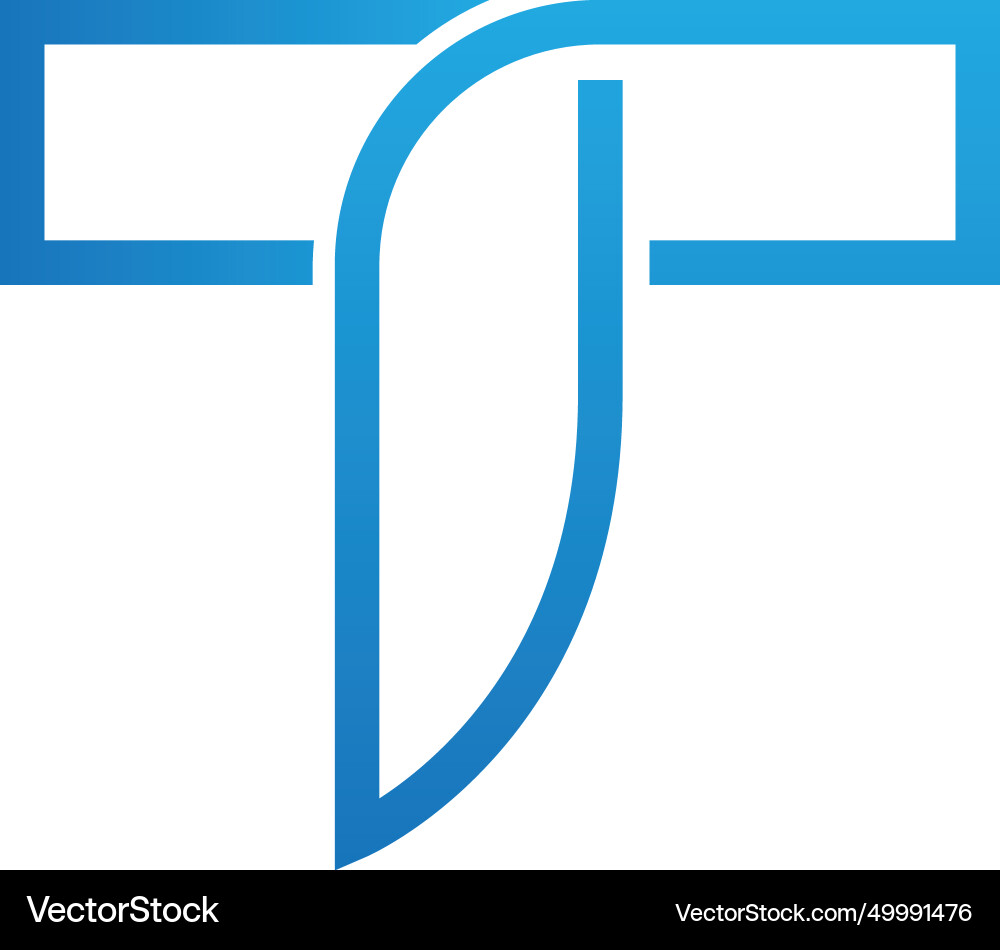 T letter logo blue color Royalty Free Vector Image