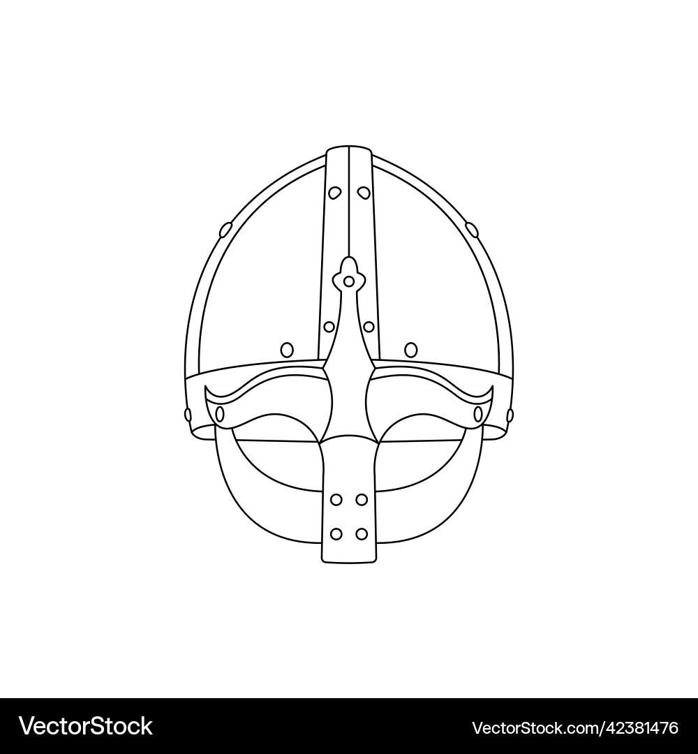 Viking helmet outline icon on isolated white Vector Image
