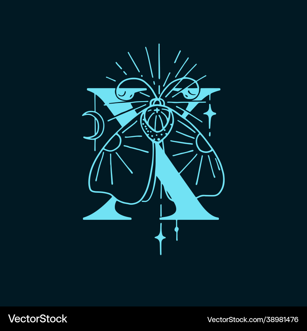 X letter logo in astrological style Royalty Free Vector