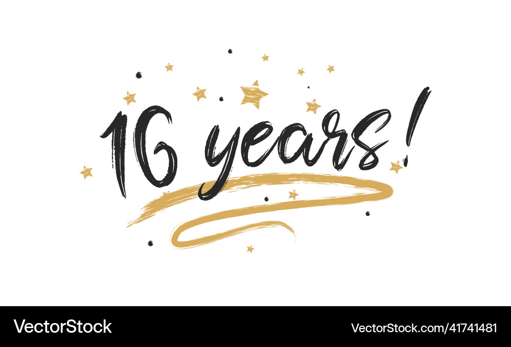 16 years card beautiful greeting scratched Vector Image