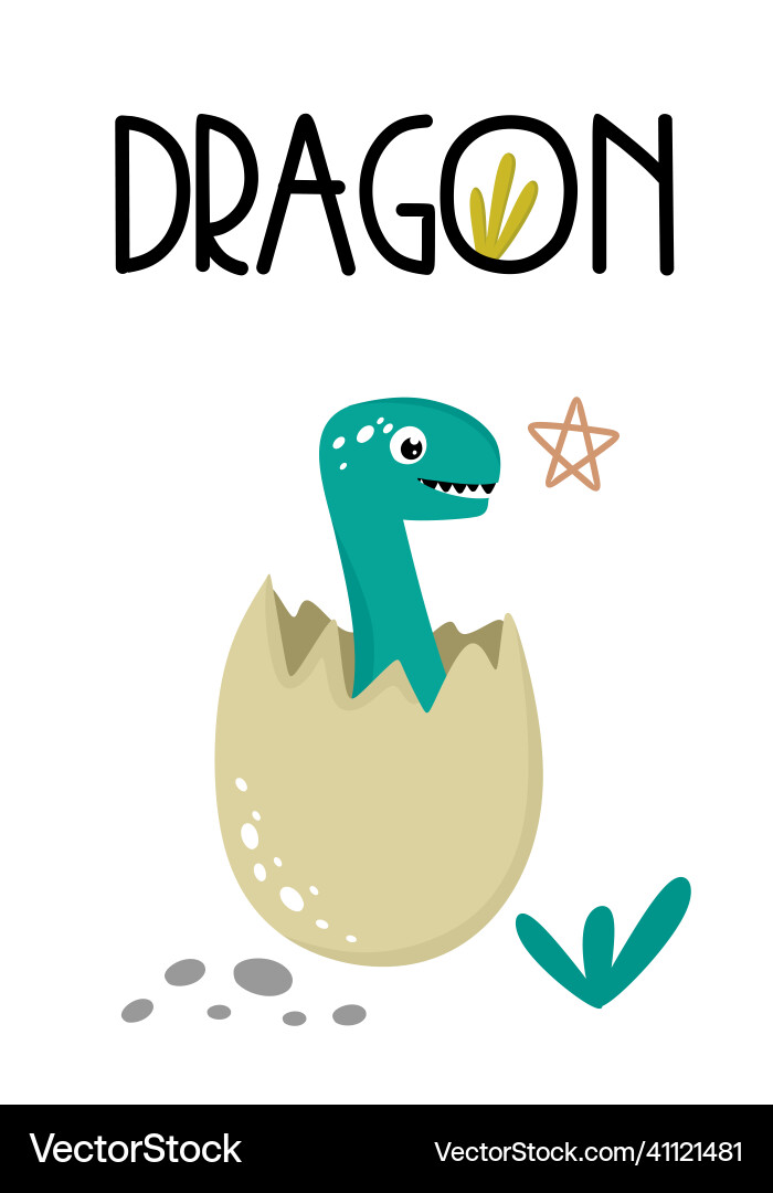 A postcard with dragon the inscription Royalty Free Vector