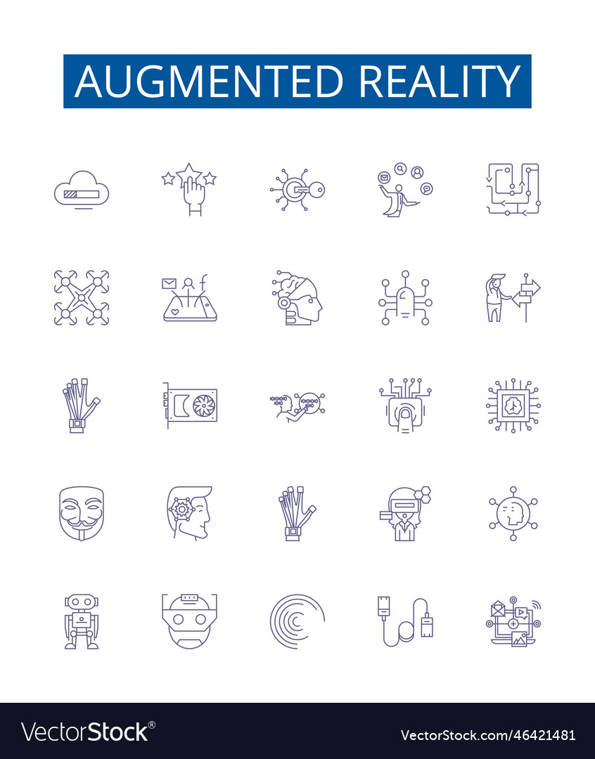 Augmented reality line icons signs set design Vector Image