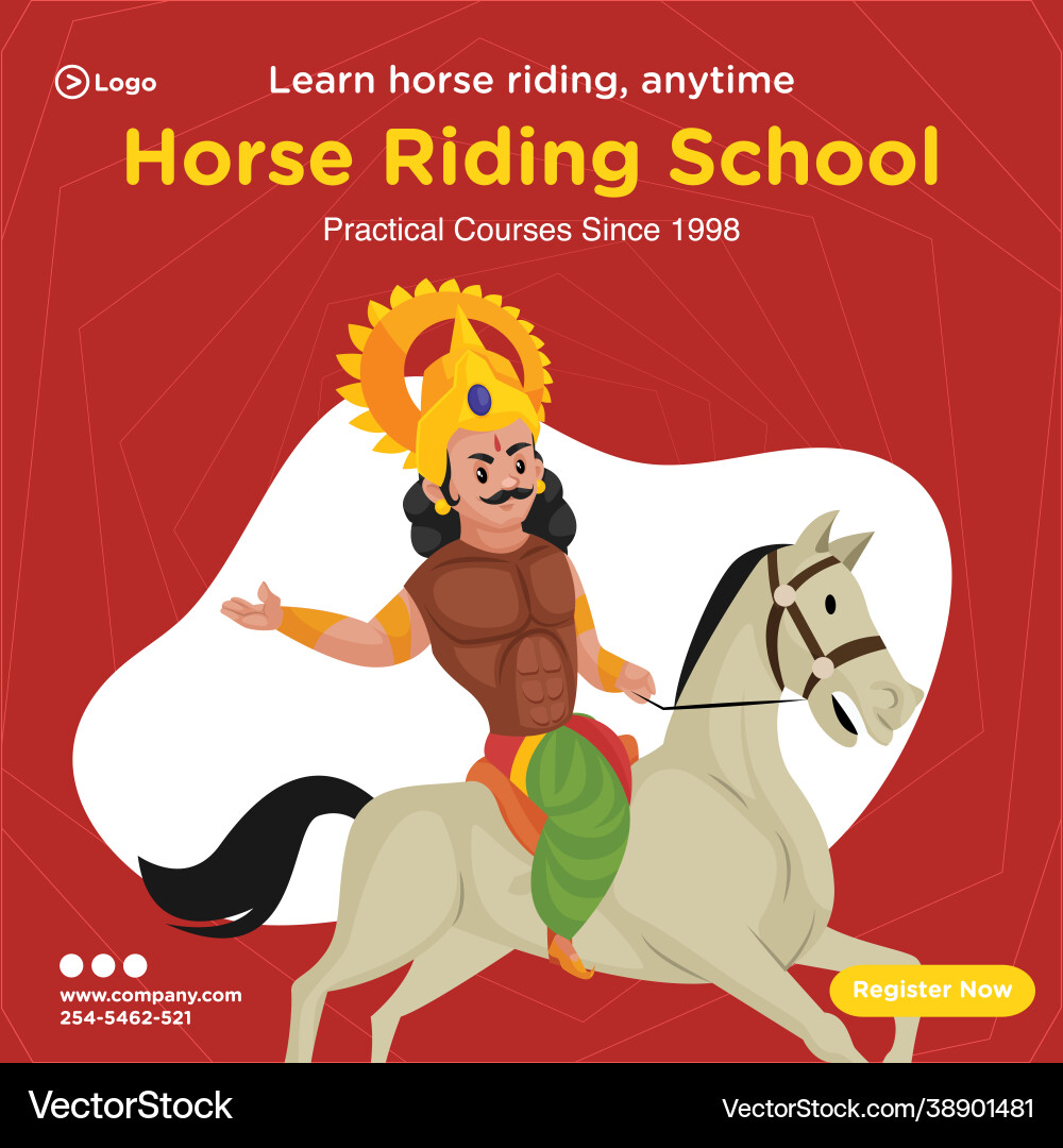 Banner design horse riding school Royalty Free Vector Image