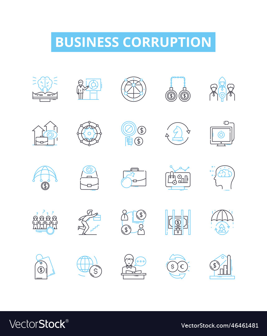 Business corruption line icons set bribery Vector Image