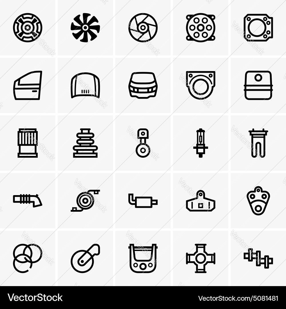 Car parts icons Royalty Free Vector Image - VectorStock