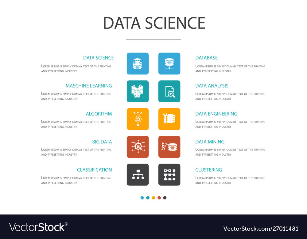 Data science infographic 10 option conceptmachine Vector Image