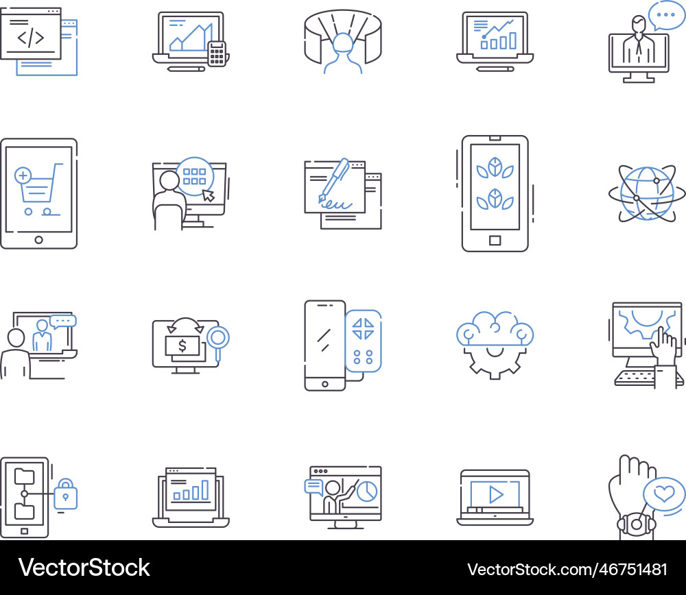 Gadjets and computers outline icons collection Vector Image