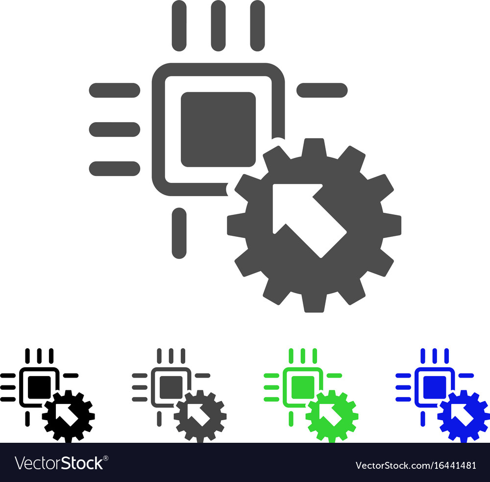 Hitech processor and gear integration flat icon Vector Image Hitech processor and gear integration flat icon Vector Image
