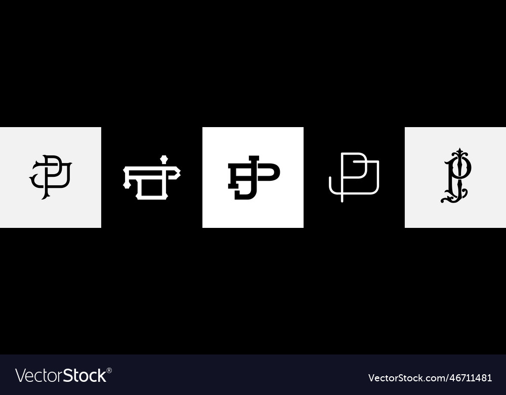 Initial letters jp monogram logo design bundle Vector Image Initial letters jp monogram logo design bundle Vector Image