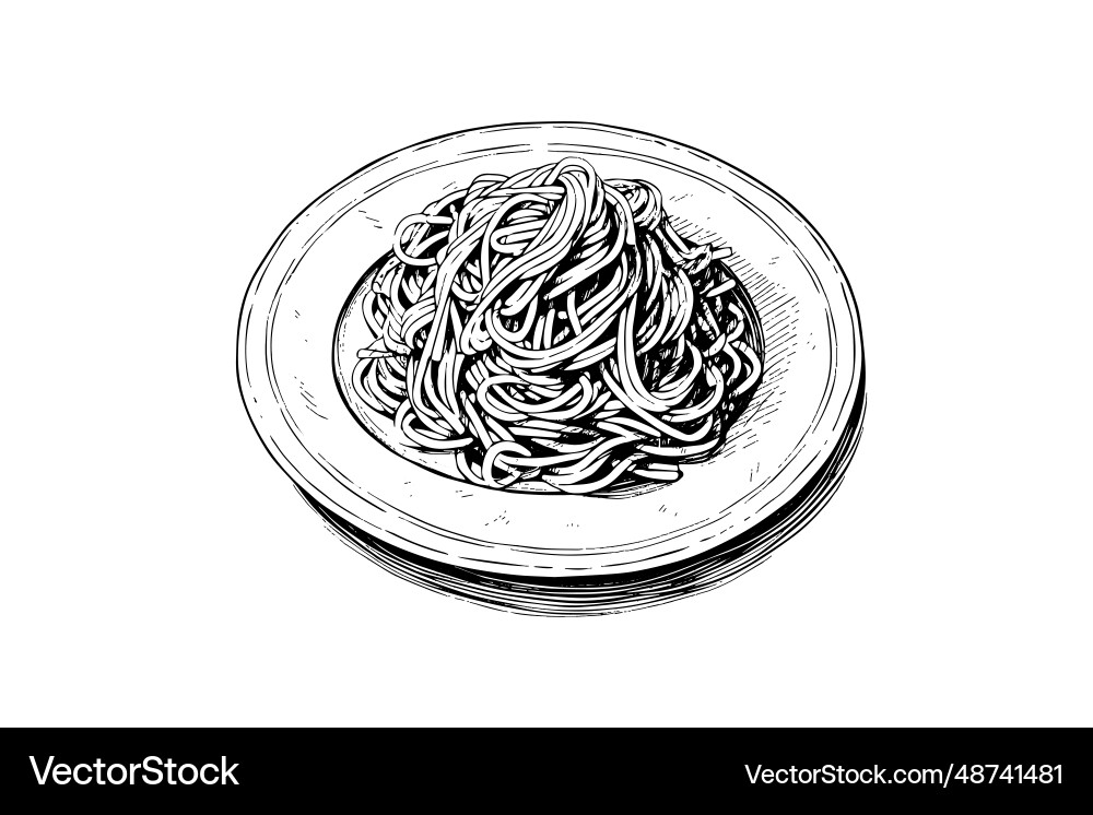 Italian pasta spaghetti on a plate fork Royalty Free Vector