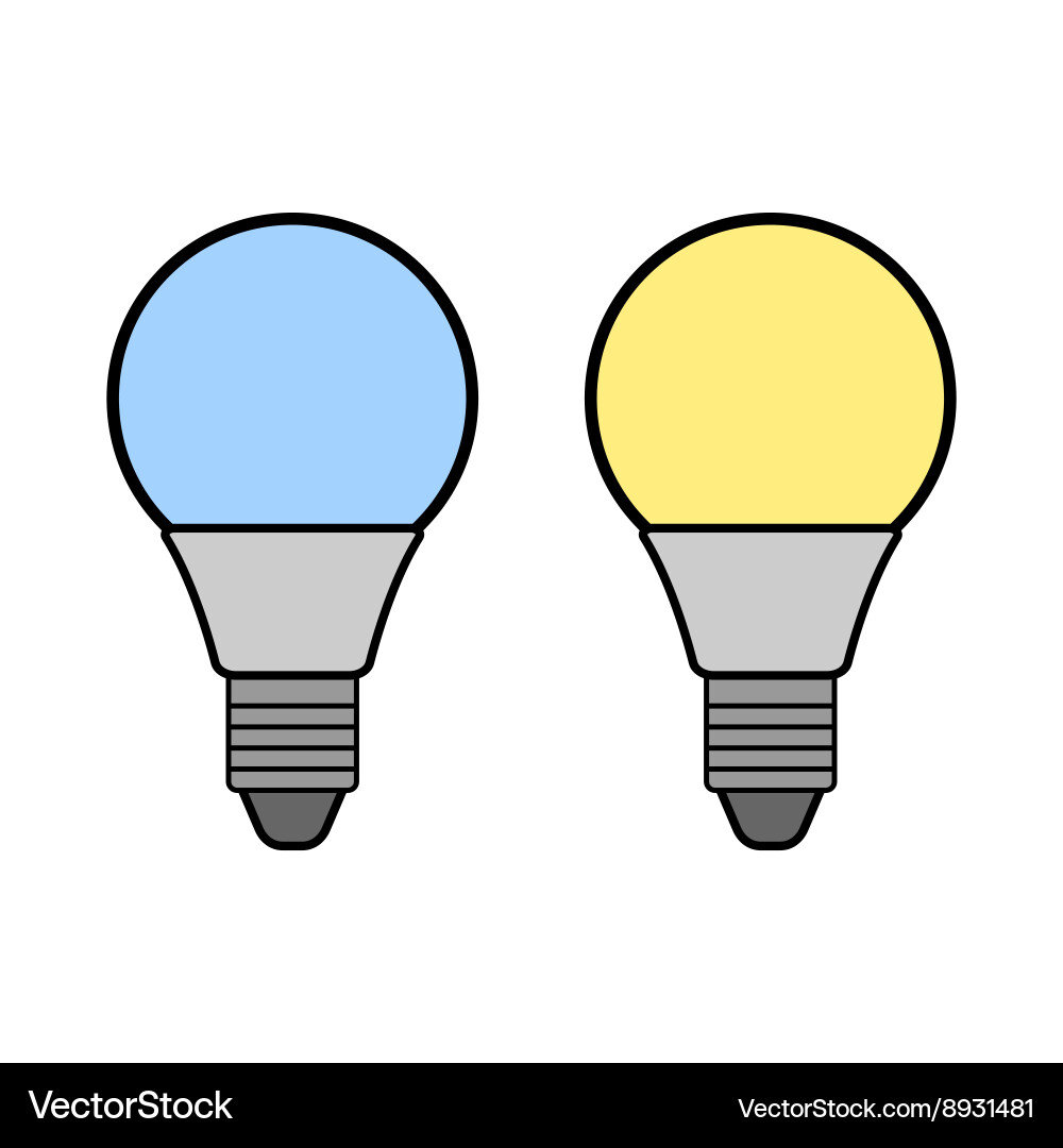 Led bulbs flat color icon light bulb energy Vector Image