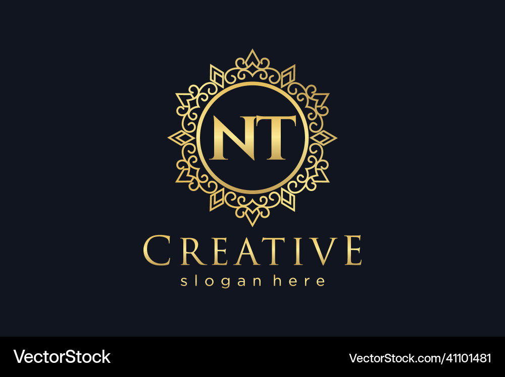 Nt initial letter luxury calligraphic feminine Vector Image