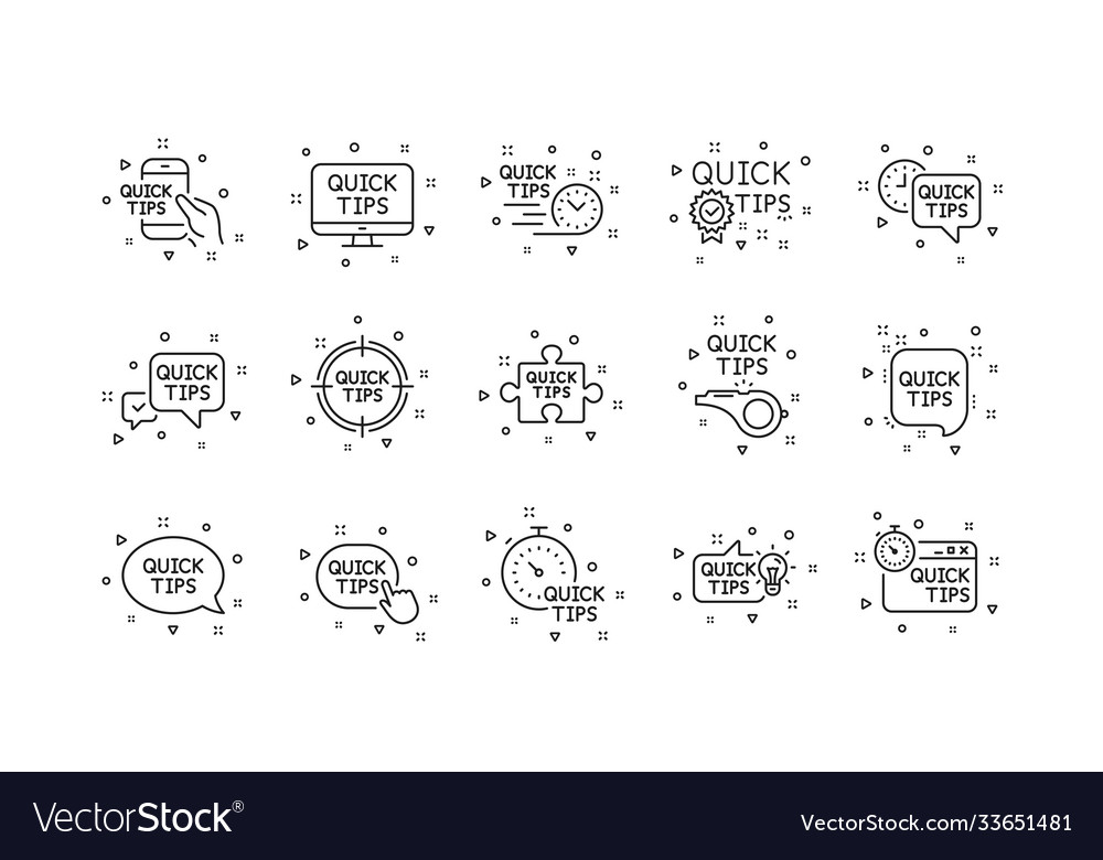 Quick tips line icons helpful tricks solution Vector Image Quick tips line icons helpful tricks solution Vector Image