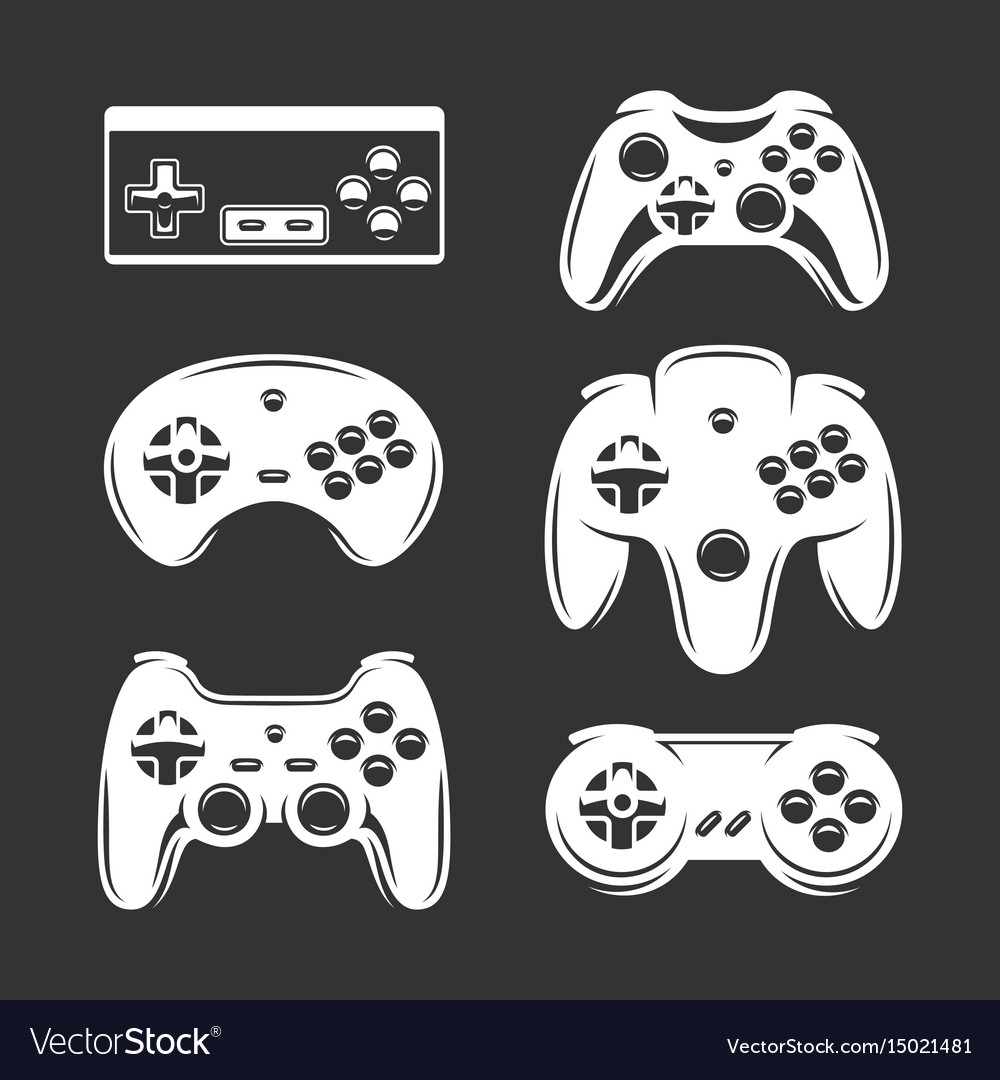 Retro video games joystick set vintage Royalty Free Vector Retro video games joystick set vintage Royalty Free Vector