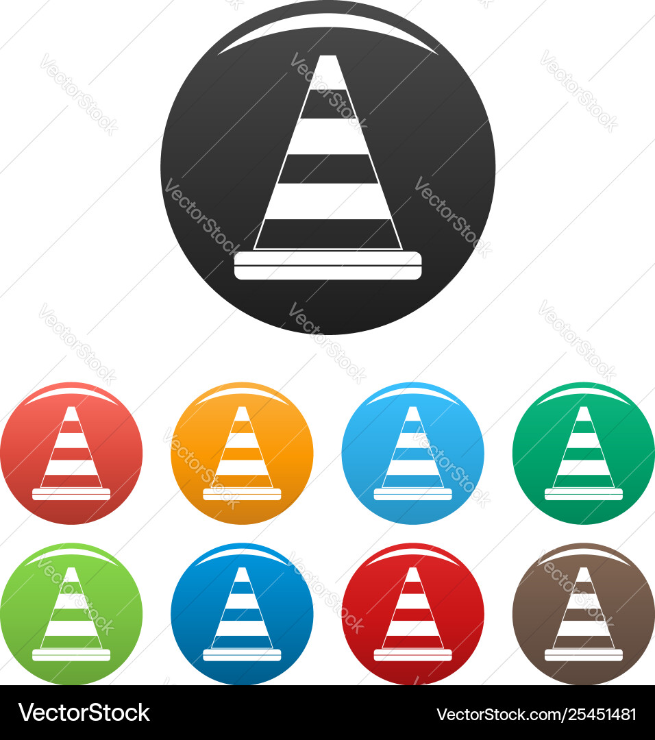 Road cone icons set color Royalty Free Vector Image