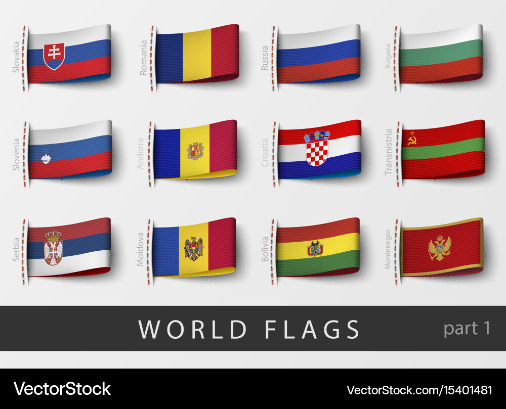 Set of flag labels all countries Royalty Free Vector Image