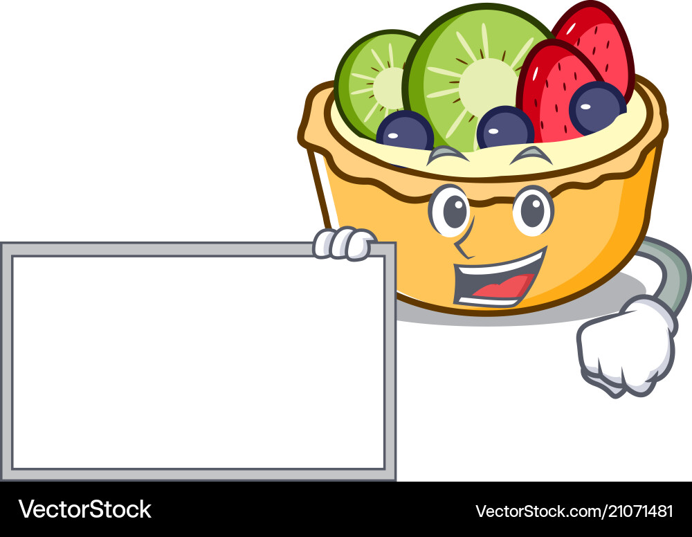 With board fruit tart character cartoon Royalty Free Vector