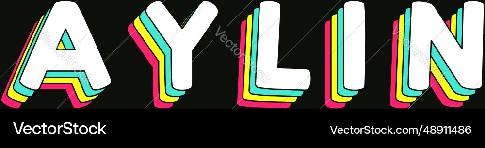 Aylin - retro rainbow typography faded style Vector Image
