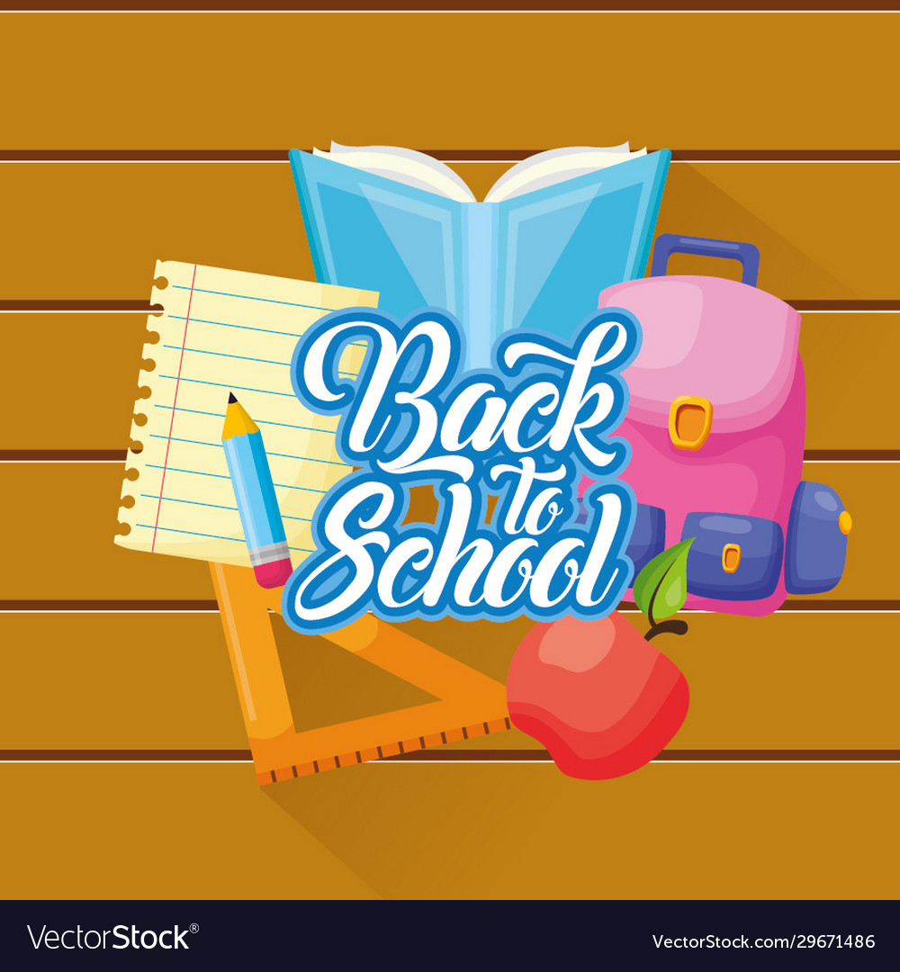 Back to school poster with set supplies Royalty Free Vector