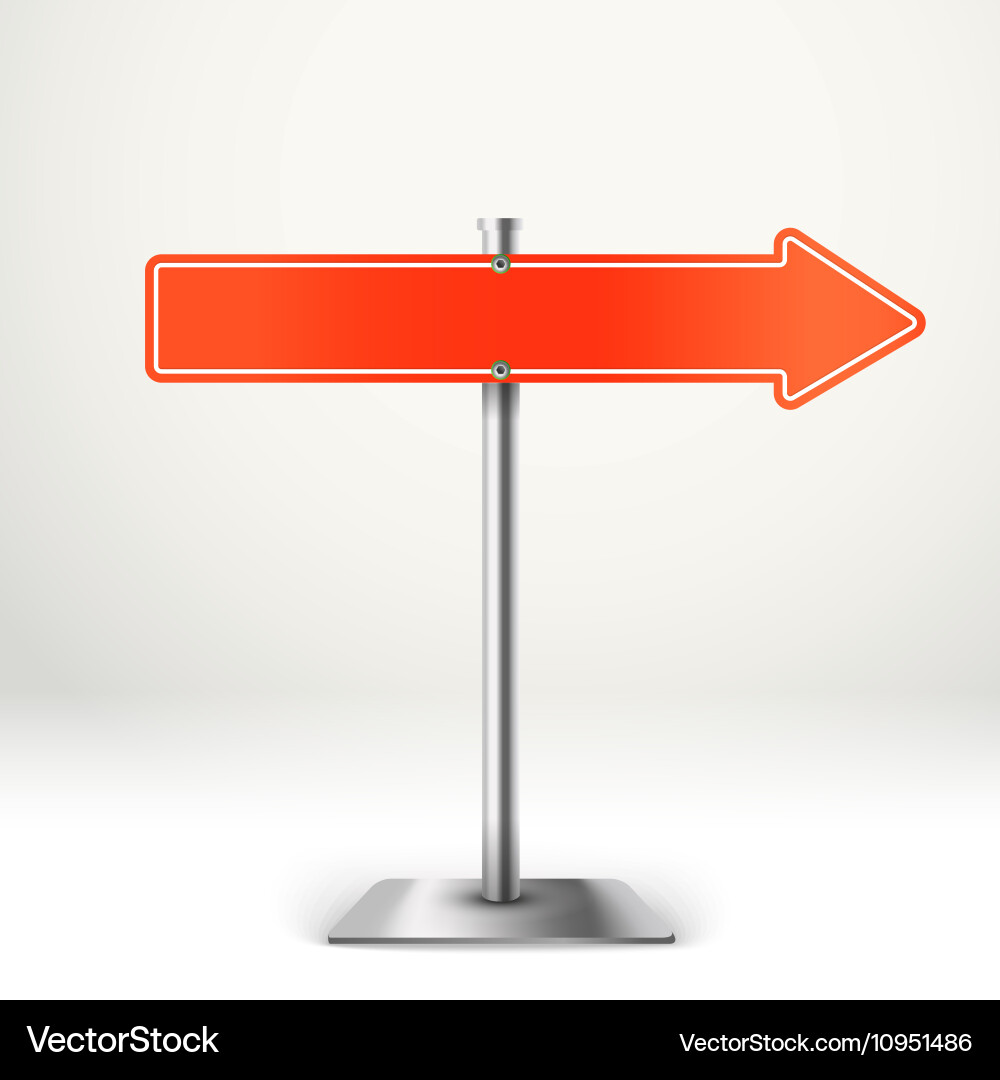 Blank metal red arrow board template for a text Vector Image