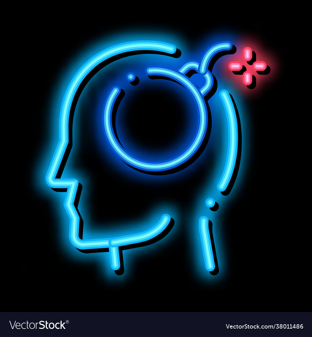 Bomb dynamite man silhouette headache neon glow Vector Image Bomb dynamite man silhouette headache neon glow Vector Image
