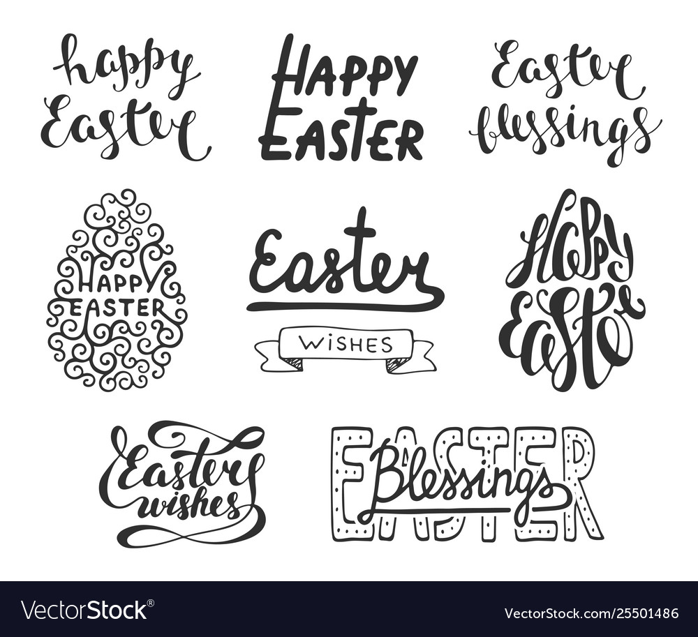 Collection easter typography design elements Vector Image