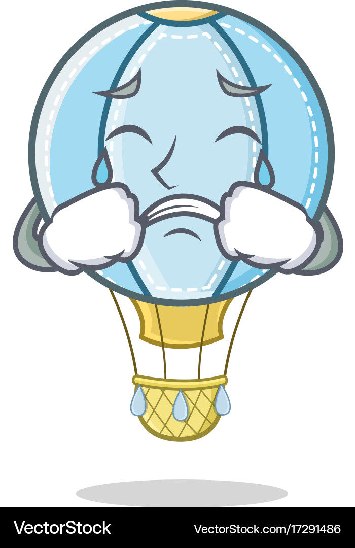 Crying air balloon character cartoon Royalty Free Vector