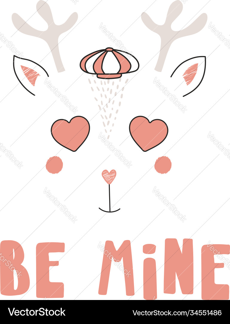 Cute reindeer with heart shaped eyes Royalty Free Vector